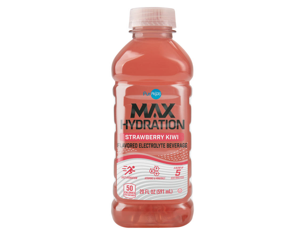 PurAqua Strawberry Kiwi Flavored Electrolyte Drink, 20 fl oz